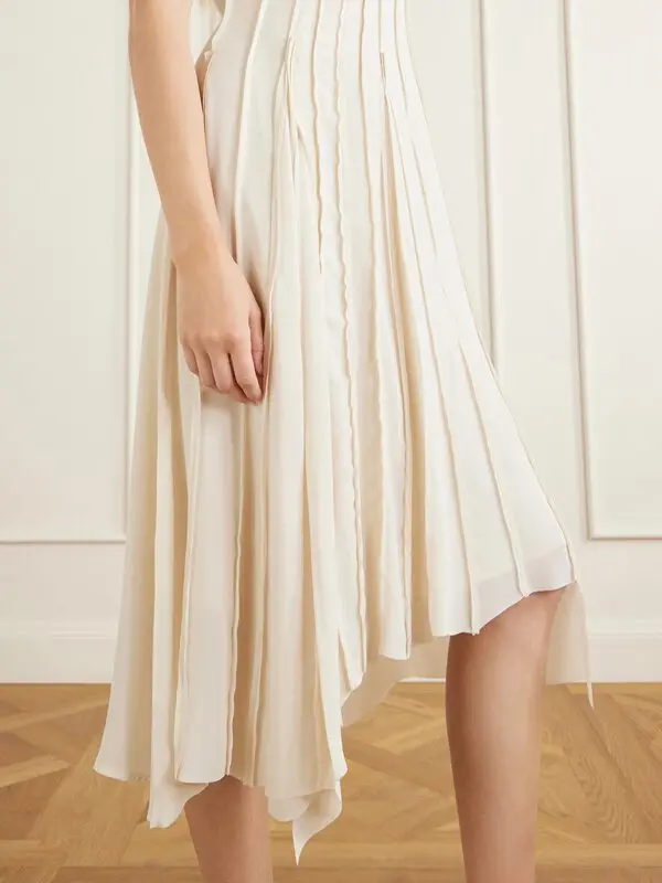 Victoria Beckham Pleated Cady Midi Dress