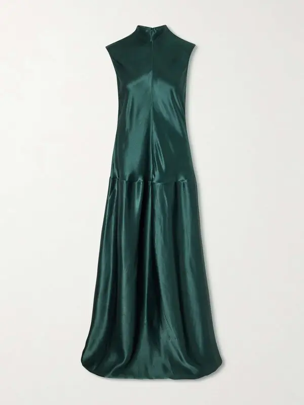 FFORME Nyx Sleeveless Pleated Crepe Maxi Dress - Forest Green