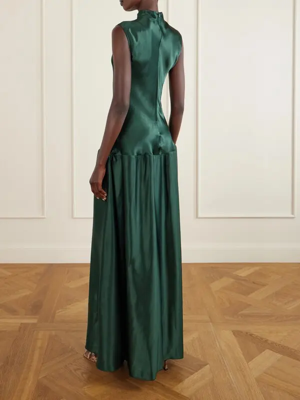 FFORME Nyx Sleeveless Pleated Crepe Maxi Dress - Green