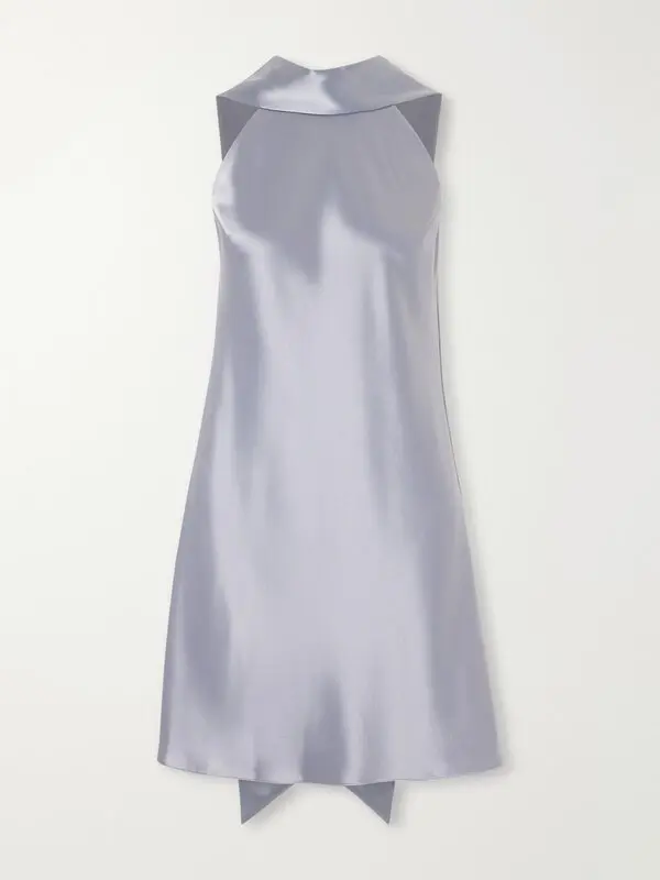 Galvan Siena Satin Halterneck Mini Dress - Blue