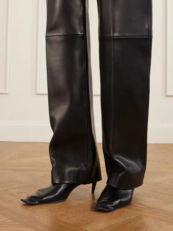 Khaite Marlene Glazed Leather Pumps - Black