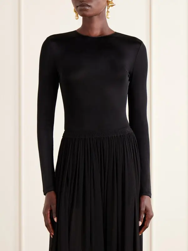Saint Laurent Open-back Jersey Bodysuit - Black