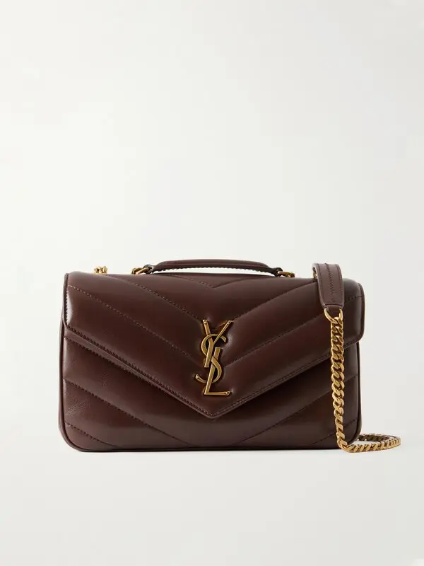 Saint Laurent Loulou Cassandre Embellished Leather Shoulder Bag - Brown