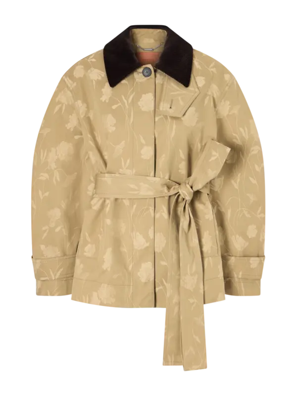 Erdem Belted Floral-jacquard Cotton Jacket - Brown