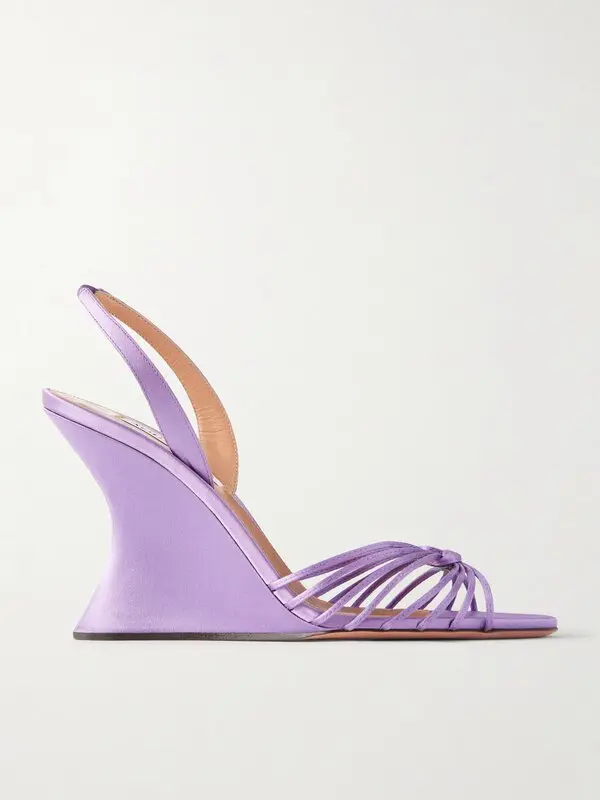 AQUAZZURA Serenity 95 Satin Wedge Sandals - Purple