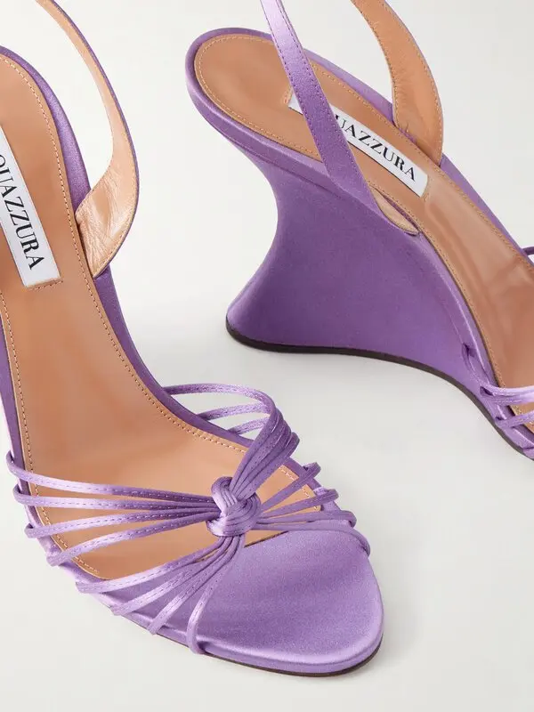 AQUAZZURA Serenity 95 Satin Wedge Sandals