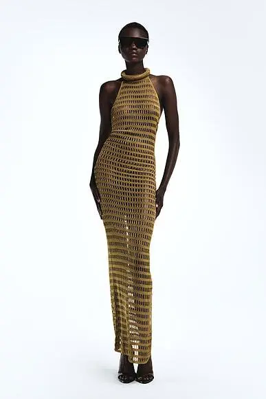 Revolve Bruni Crochet Gown - Bronze