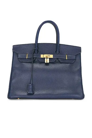 Hermès Ardennes Birkin 35 Retourne Handbag - Blue Saphir