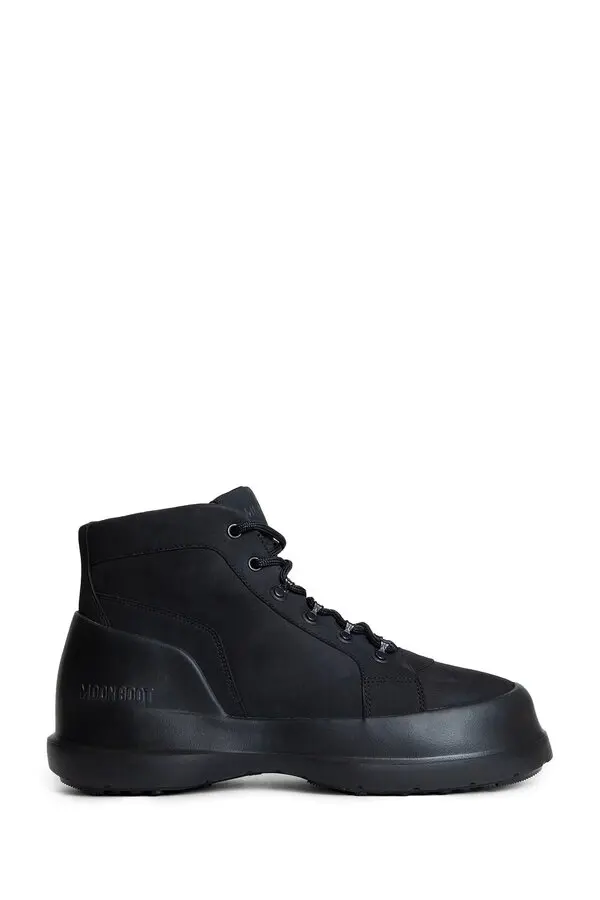 Moon Boot Water Repellent Nubuck Lace-up Boots - Black