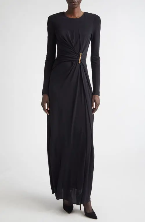 St. John Dominique Long Sleeve Matte Crepe Jersey Gown