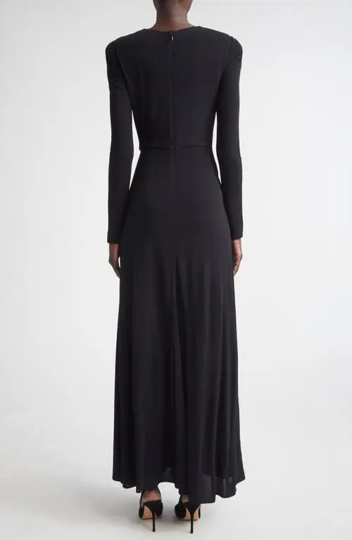 St. John Dominique Long Sleeve Matte Crepe Jersey Gown