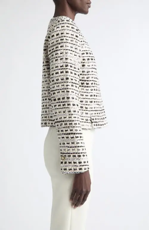 St. John Rosa Basket Weave Jewel Neck Jacket
