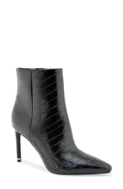 KENNETH COLE Quincy Pointed Toe Bootie - Black Eel