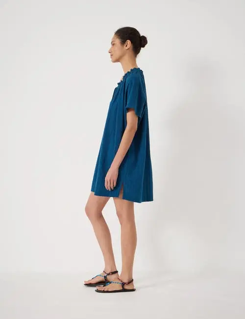 HUSH Tie Neck Short Sleeve Beach Mini Dress