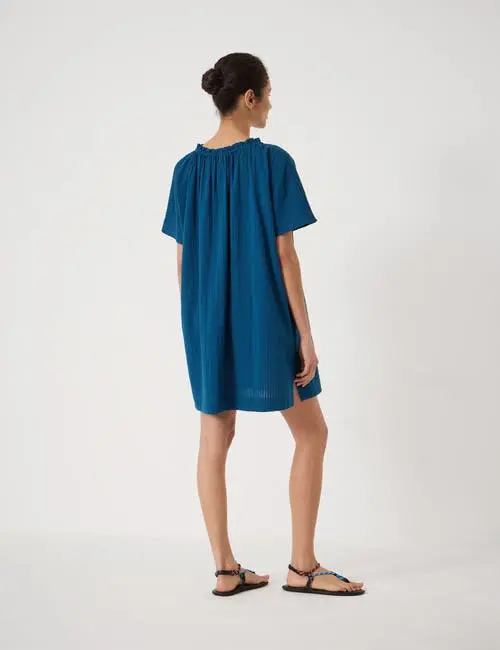 HUSH Tie Neck Short Sleeve Beach Mini Dress