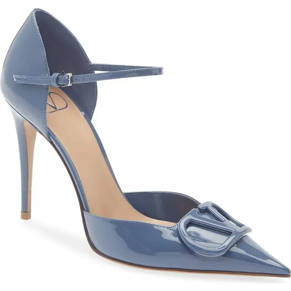 Valentino Garavani Vlogo Signature D'orsay Patent Leather Pump - Blue
