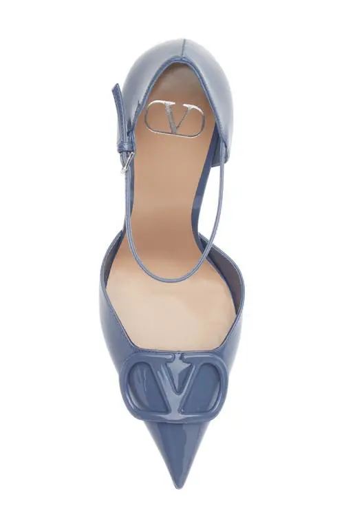 Valentino Garavani Vlogo Signature D'orsay Patent Leather Pumps - Blue