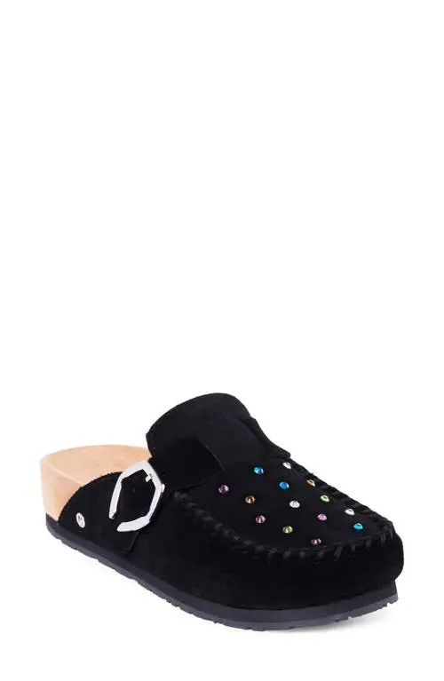 Minnetonka Rhinestone Buckle Clog - Black