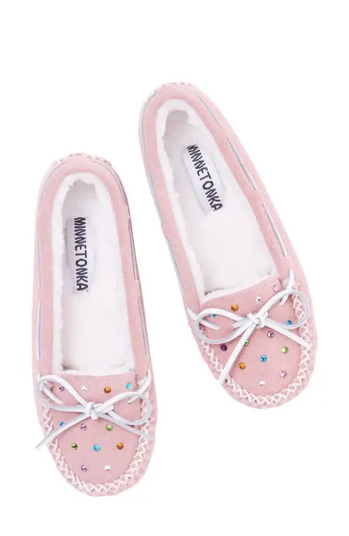 Minnetonka Cally Rhinestone Faux Fur Lined Slipper