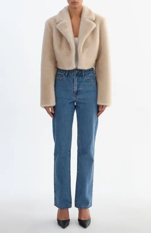 LAMARQUE Carlie Faux Fur Cropped Blazer - Angora