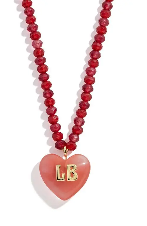 Baublebar Semiprecious Heart Initial Pendant Necklace - Red