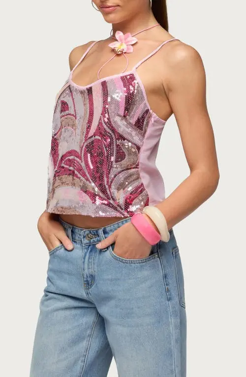 EDIKTED Ceren Abstract Sequin Camisole
