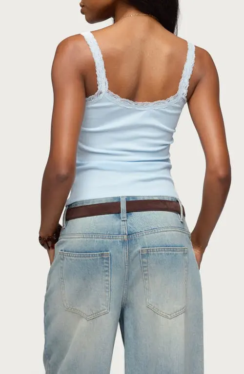 EDIKTED Lace Trim Henley Tank