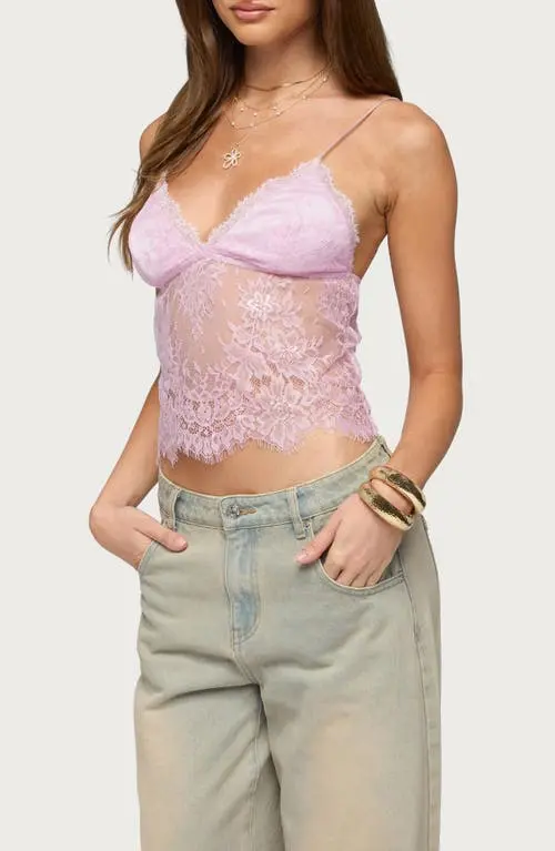 EDIKTED Ottilie Sheer Lace Satin Camisole