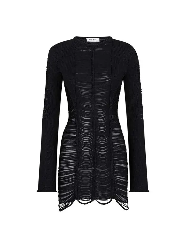 Attico Fringe Mini Dress - Black