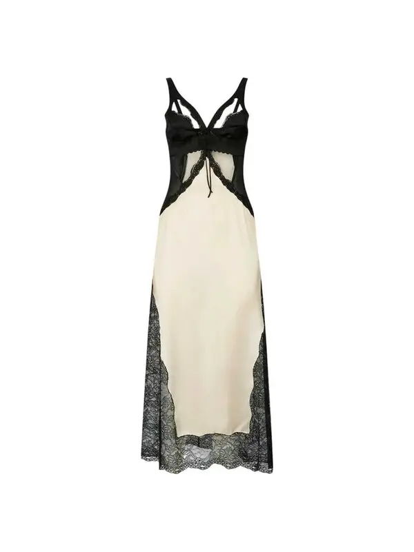 Attico Black And Ivory Midi Dress - Multicolor