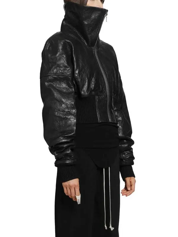 Rick Owens Padded Leather Bomber Jacket Dracuflight Cropped