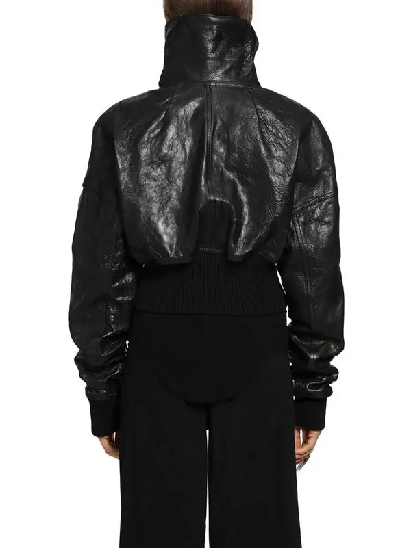 Rick Owens Padded Leather Bomber Jacket Dracuflight Cropped