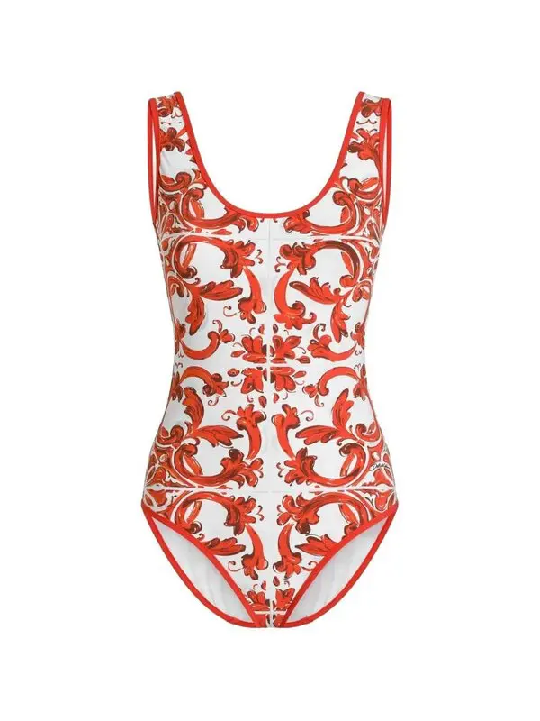 Dolce & Gabbana One-piece Swimsuit With Majolica Print - Multicolor