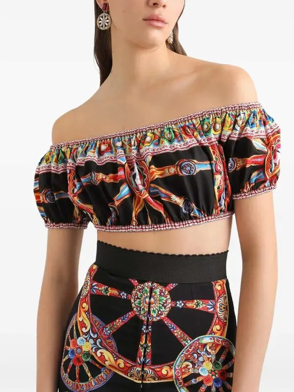 Dolce & Gabbana Poplin Top With Carretto Print