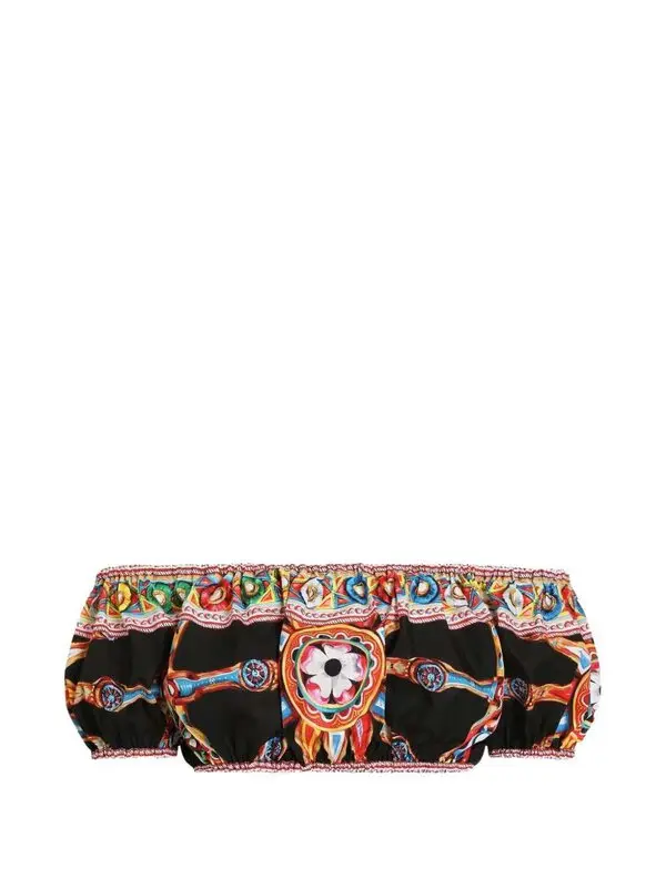 Dolce & Gabbana Poplin Top With Carretto Print - Multicolor