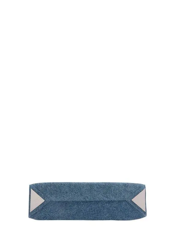 Attico La Passeggiata Small Denim Leather Top Handle Bag - Blue