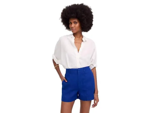 Madewell Pintucked Shorts In 100% Linen Shorts Bright Sapphire - Blue