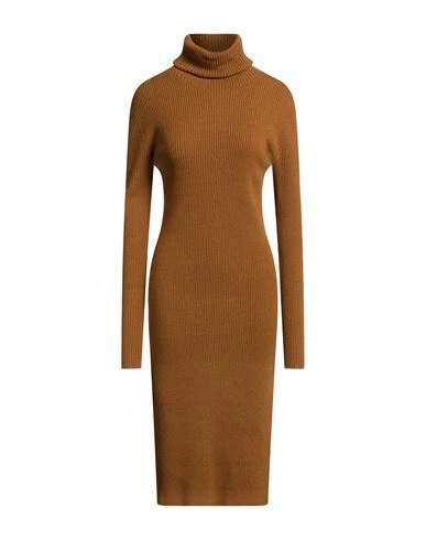 Fabiana Filippi Virgin Wool, Silk, And Cashmere Ribbed Turtleneck Midi Dress - Camel
