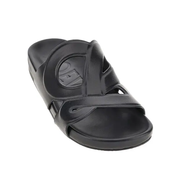 Loewe Ease Monogram Leather Slides - Black