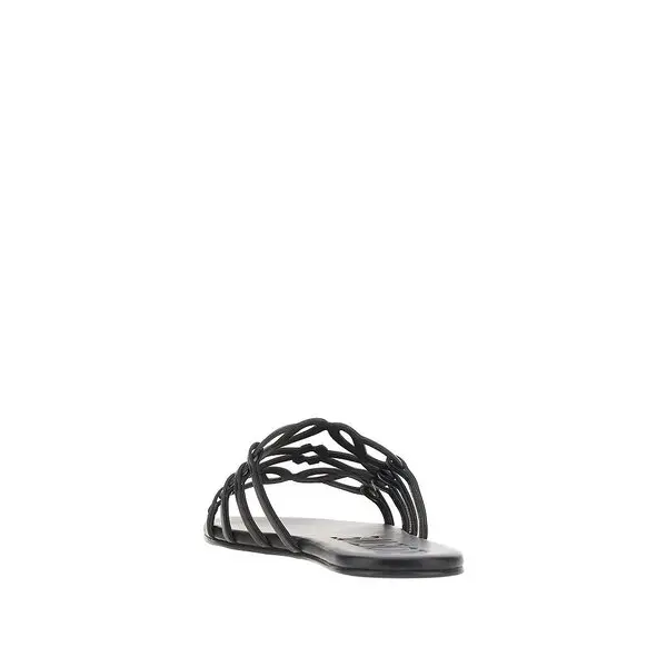 Loewe Anagram Petal Leather Slides - Black