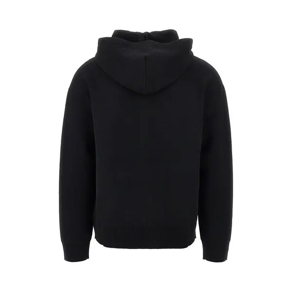 Loewe Knitted Full-zip Hoodie With Leather Pocket