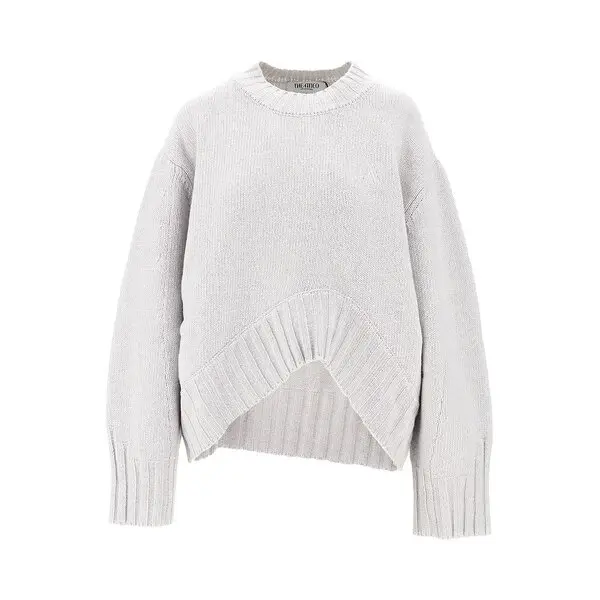 Attico Moulded Hem Wool And Cashmere Sweater - Grey