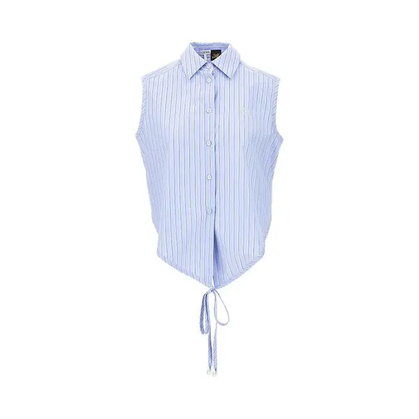Loewe Striped Cotton Sleeveless Shirt - Blue