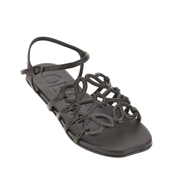 Loewe Petal Anagram Leather Sandals - Brown