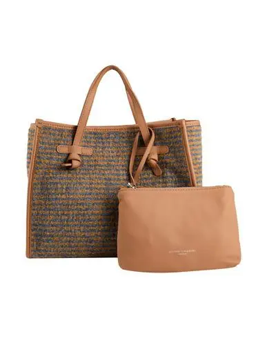 GIANNI CHIARINI Marcella Club Handbag Tan Leather, Textile Fibers - Brown