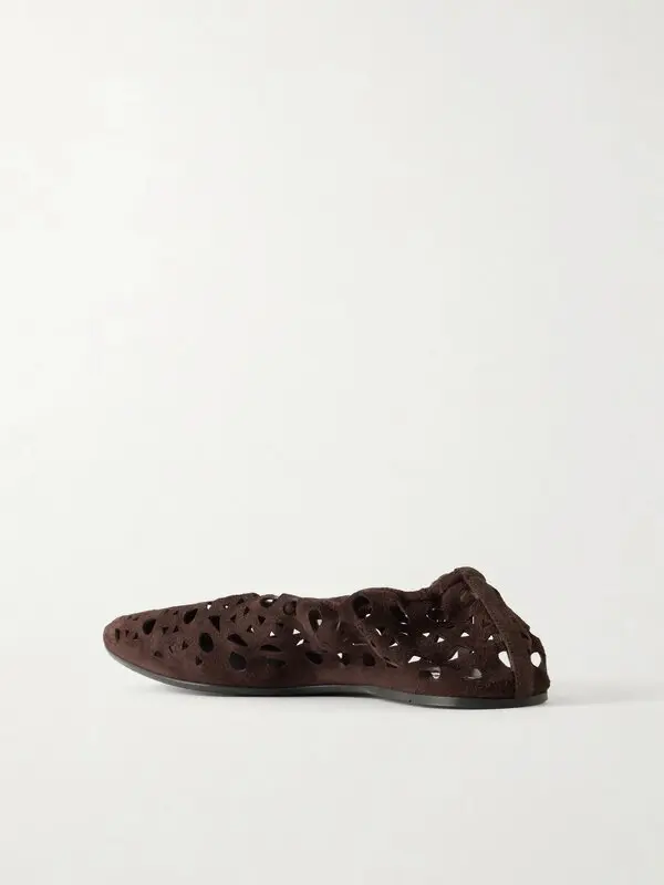 Alaïa Neo Vienne Perforated Suede Ballet Flats - Brown