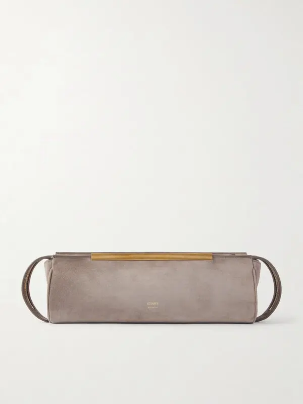 Khaite Donna Suede Clutch - Gray