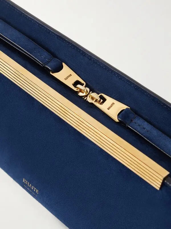 Khaite Donna Suede Clutch - Blue
