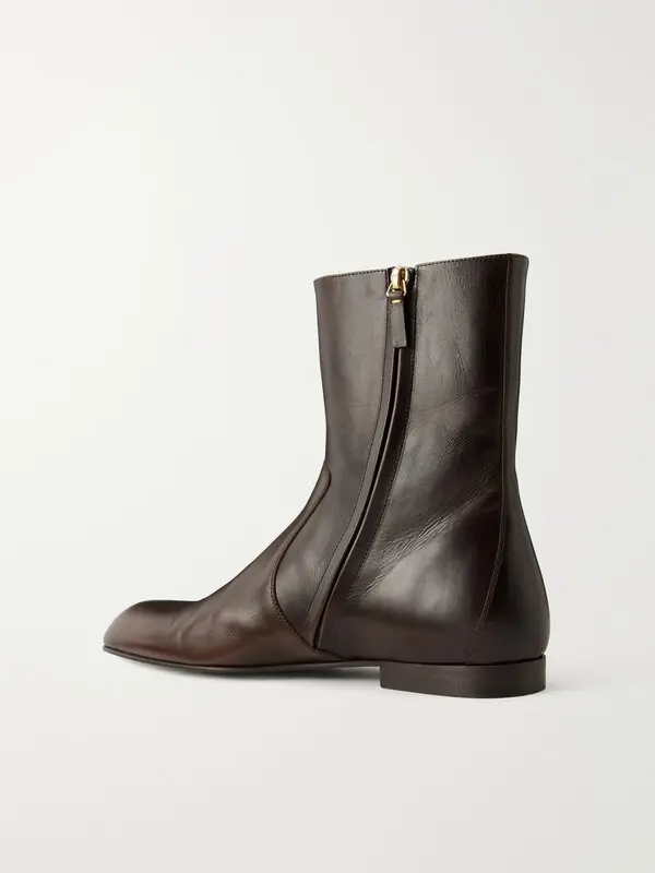 Khaite Leather Ankle Boots - Brown
