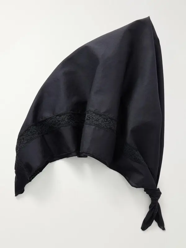 Staud Sunny Lace-trimmed Cotton Headscarf - Black